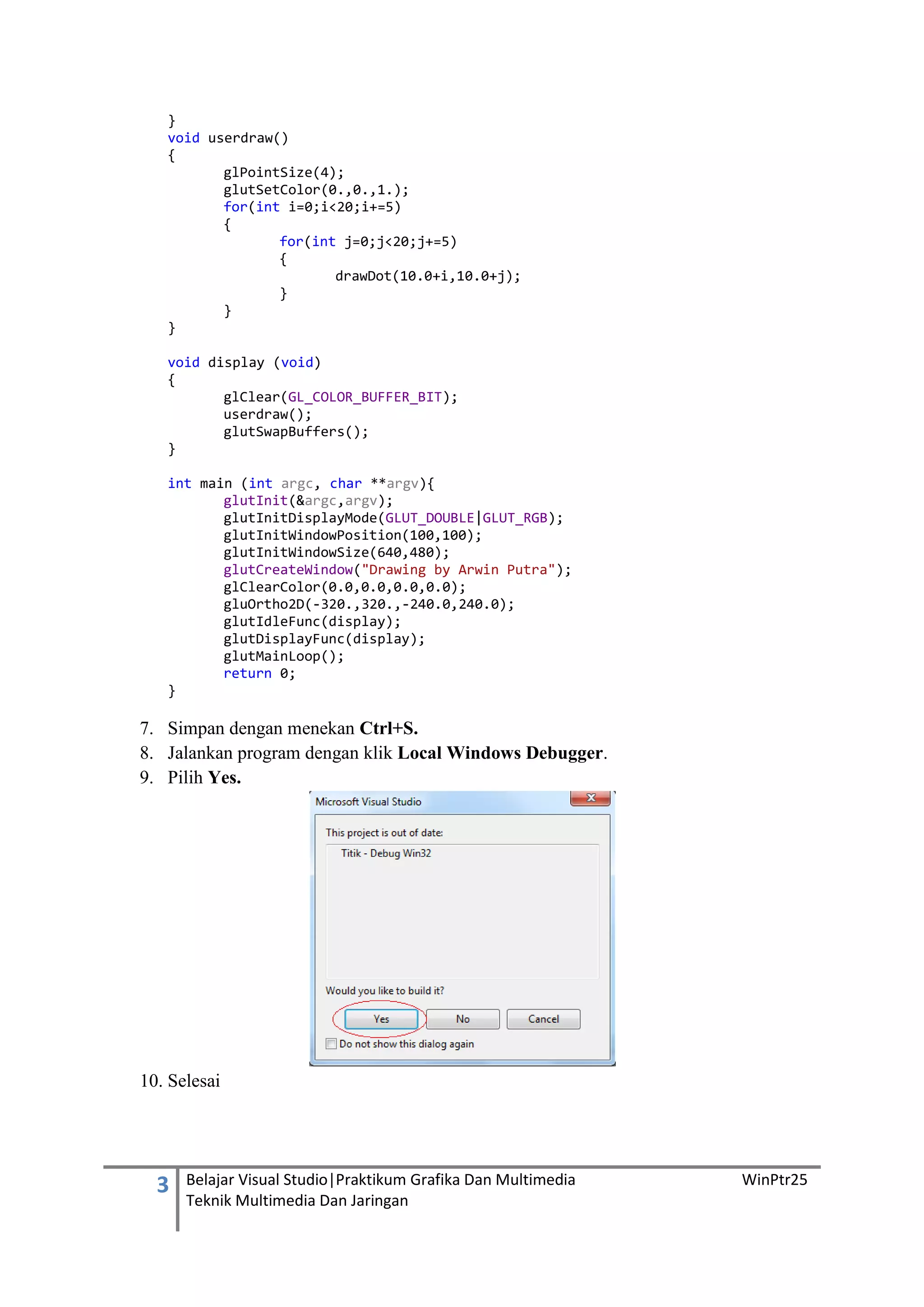 Membuat program menampilkan titik dengan visual studio | PDF