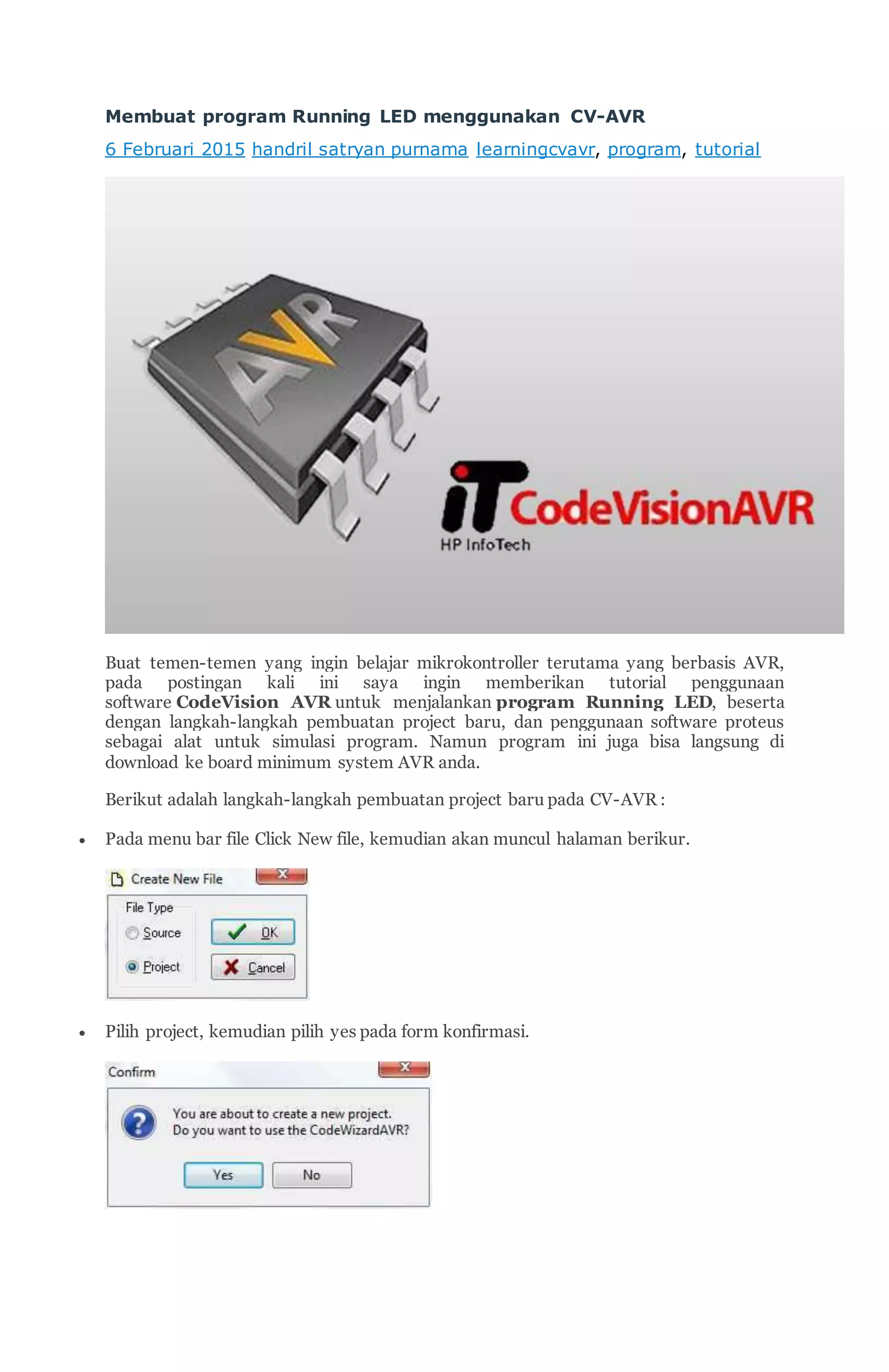 Membuat program running led menggunakan | PDF