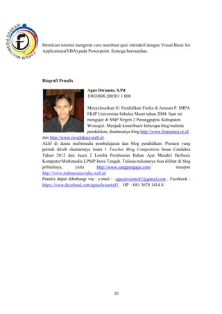 Membuat quiz interaktif dengan visual basic for applications | PDF