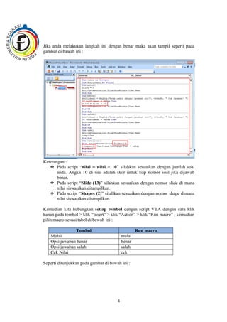 Membuat quiz interaktif dengan visual basic for applications | PDF