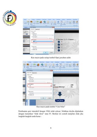 Membuat quiz interaktif dengan visual basic for applications | PDF