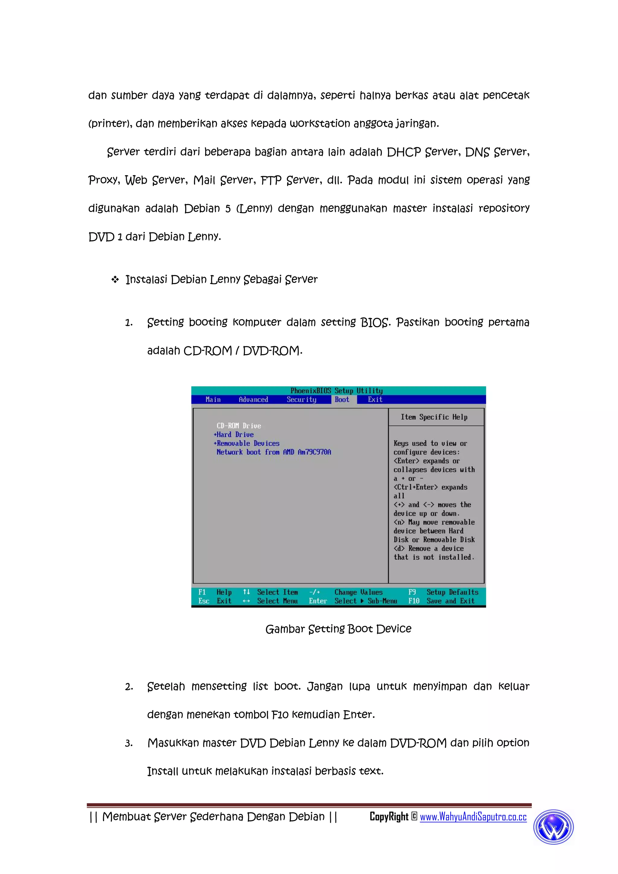 Membuat server sederhana dengan debian | PDF