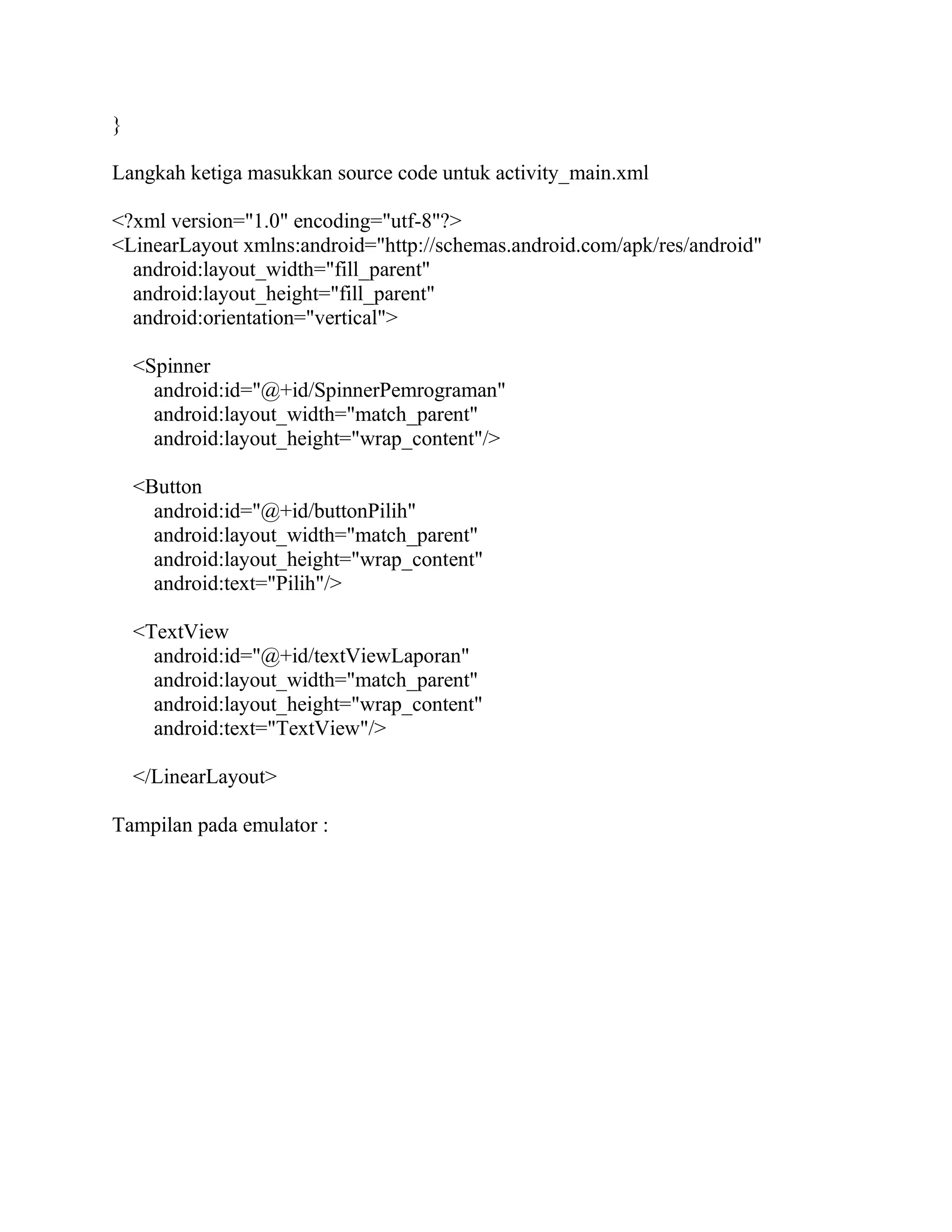 Membuat spinner array pada adt | PDF
