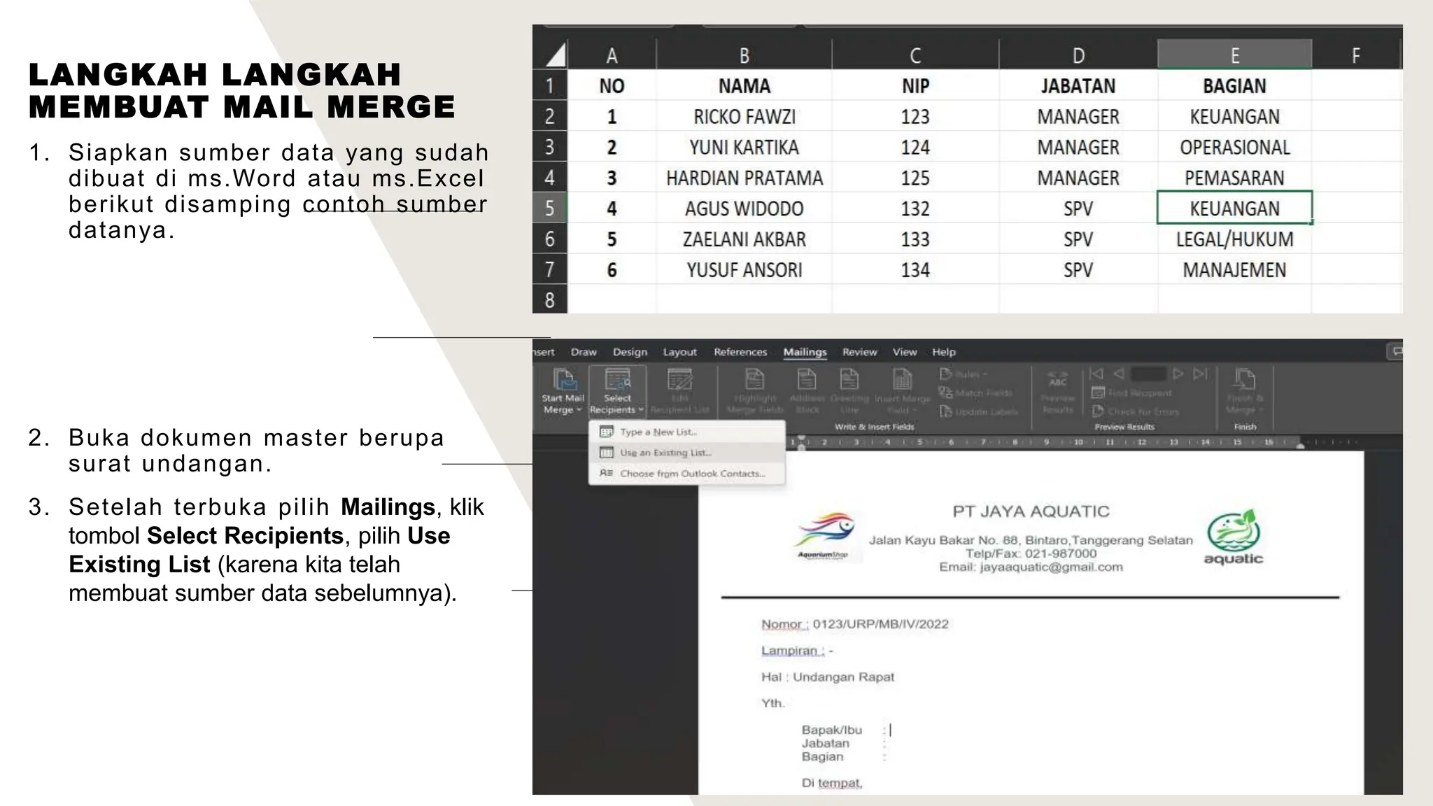 MEMBUAT SURAT UNDANGAN DENGAN MAIL MERGE.pptx