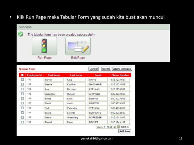 Membuat Tabular Form - Oracle Application Express | PPT Membuat Tabular Form - Oracle Application Express | PPT