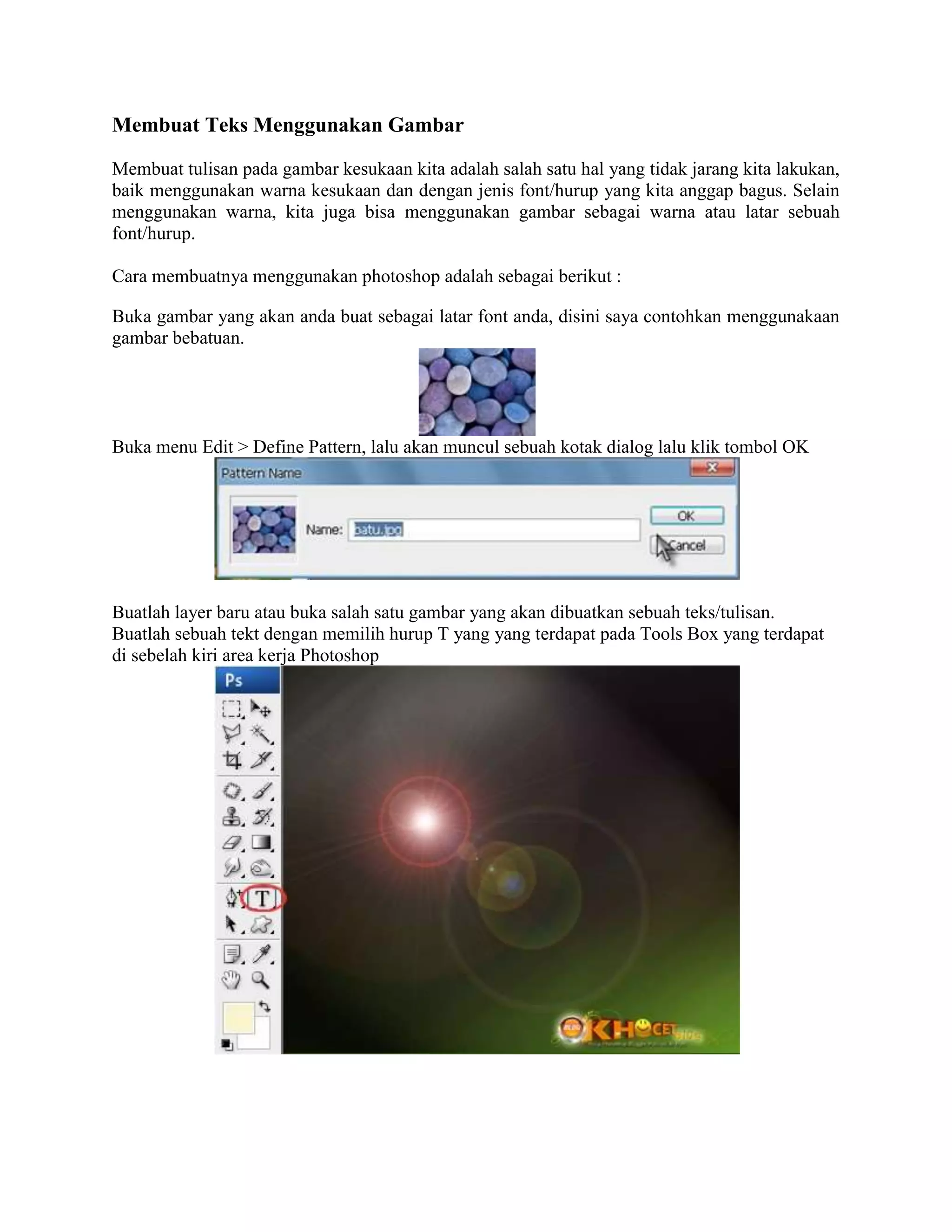 Membuat teks menggunakan gambar | DOCX
