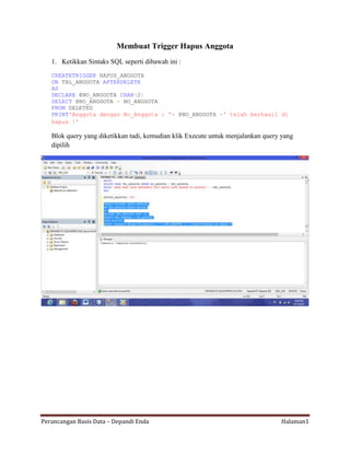 Membuat trigger hapus anggota depandi enda | PDF