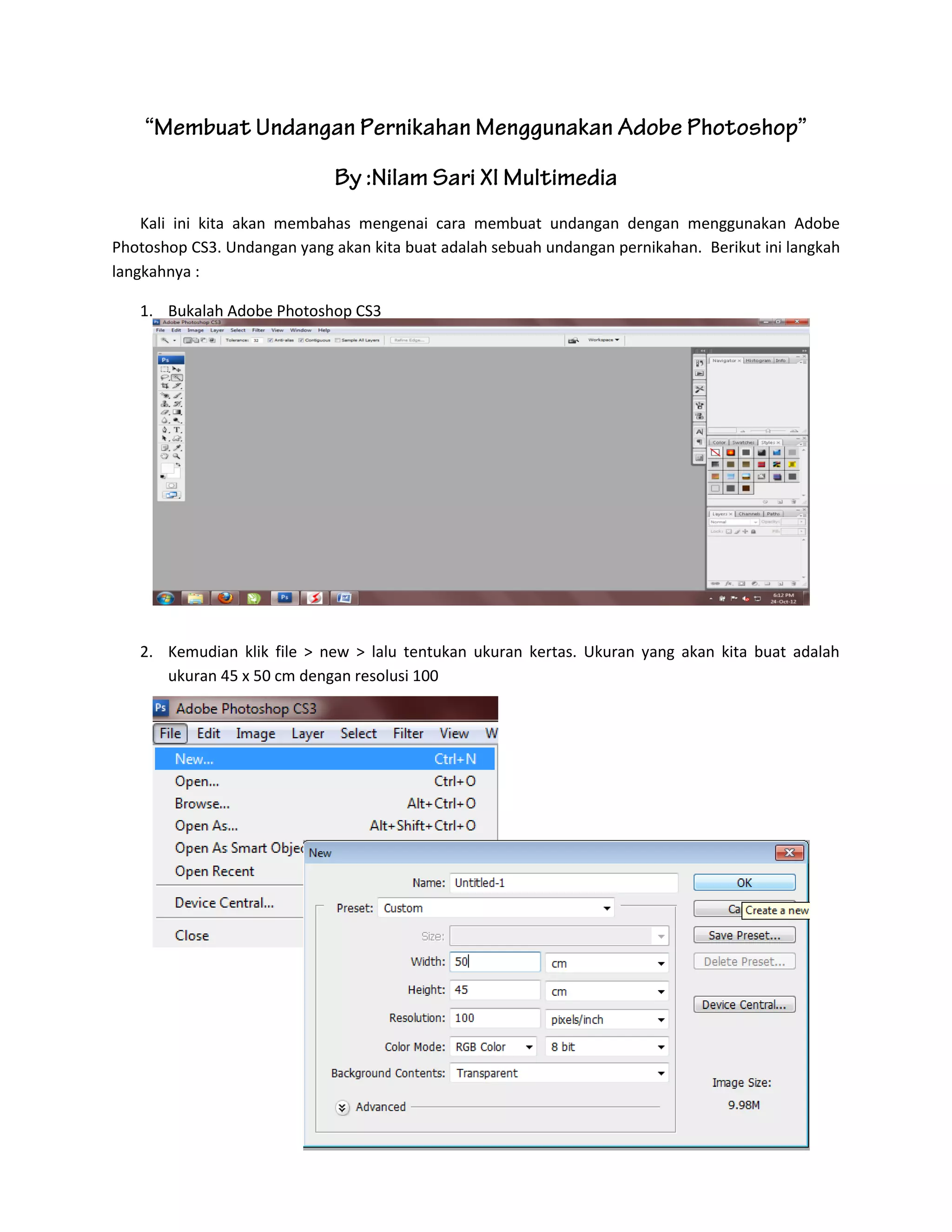 Membuat undangan pernikahan menggunakan adobe photoshop | PDF