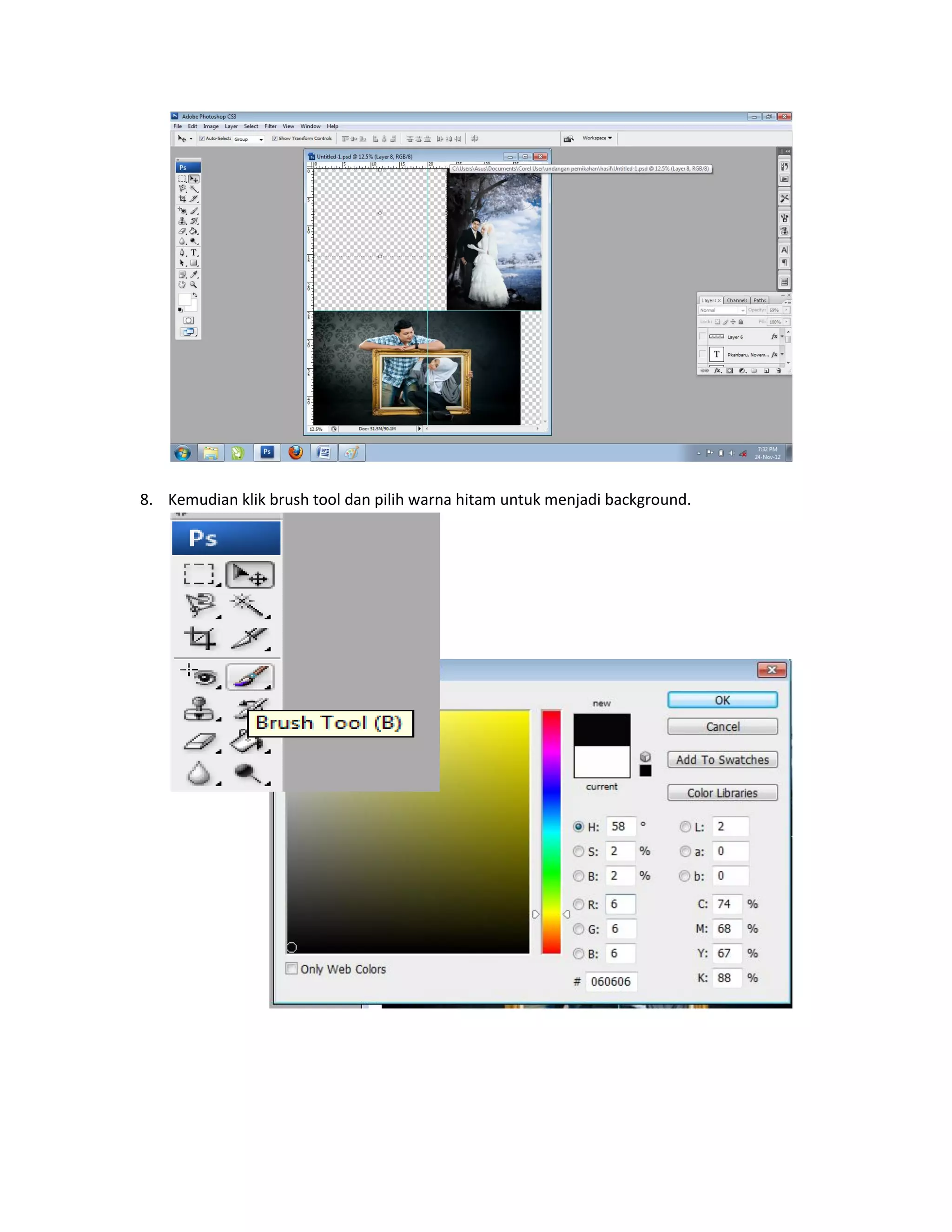 Membuat undangan pernikahan menggunakan adobe photoshop | PDF
