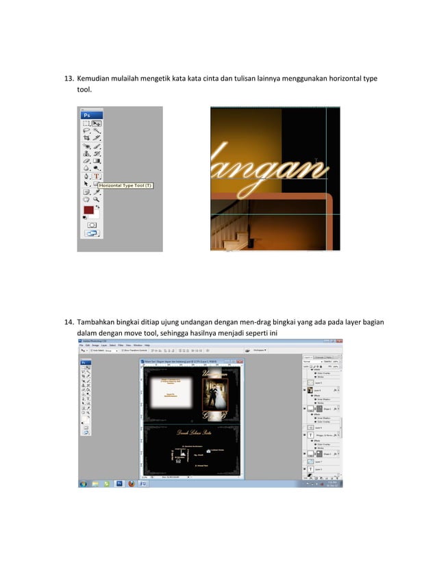 Membuat undangan pernikahan menggunakan adobe photoshop | PDF