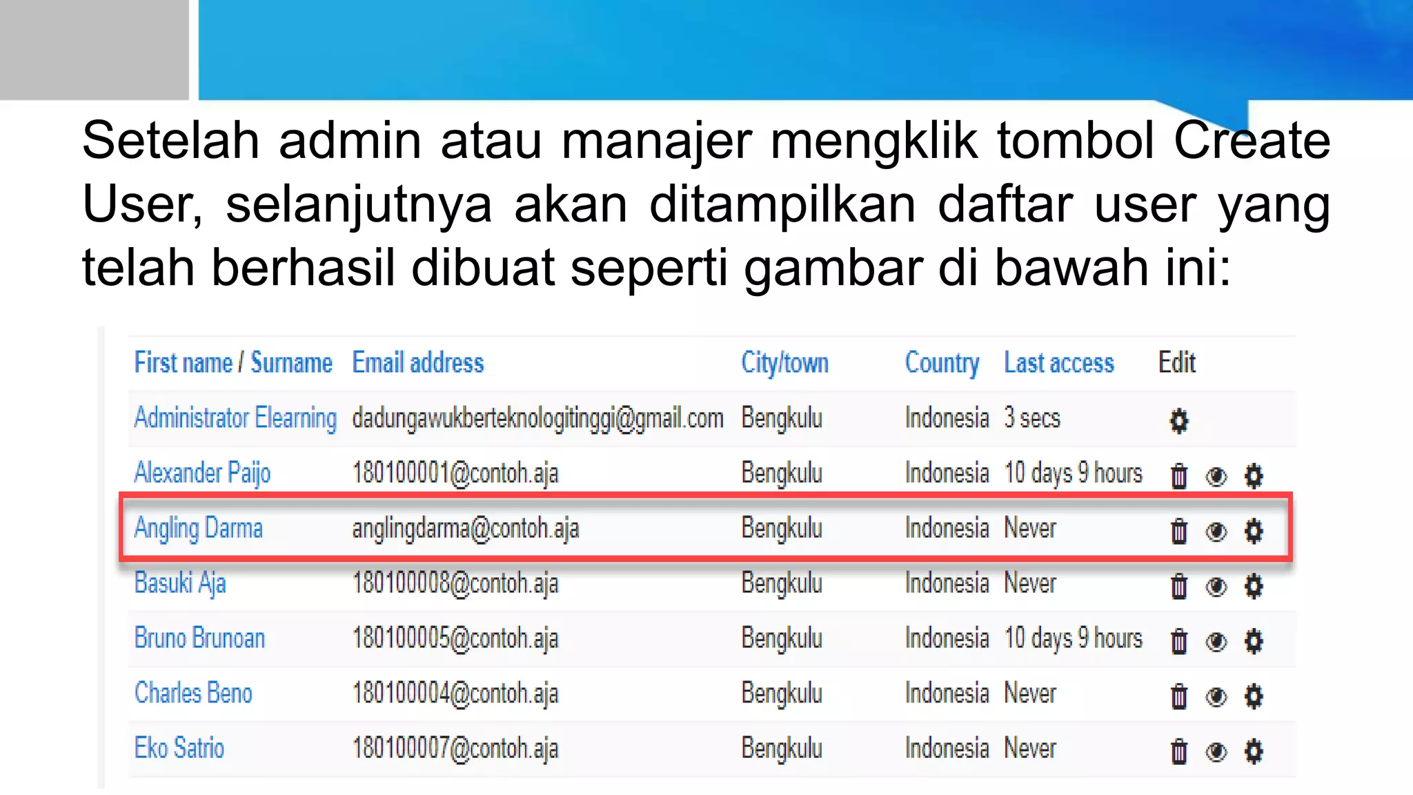 Membuat user baru pada moodle | PPTX