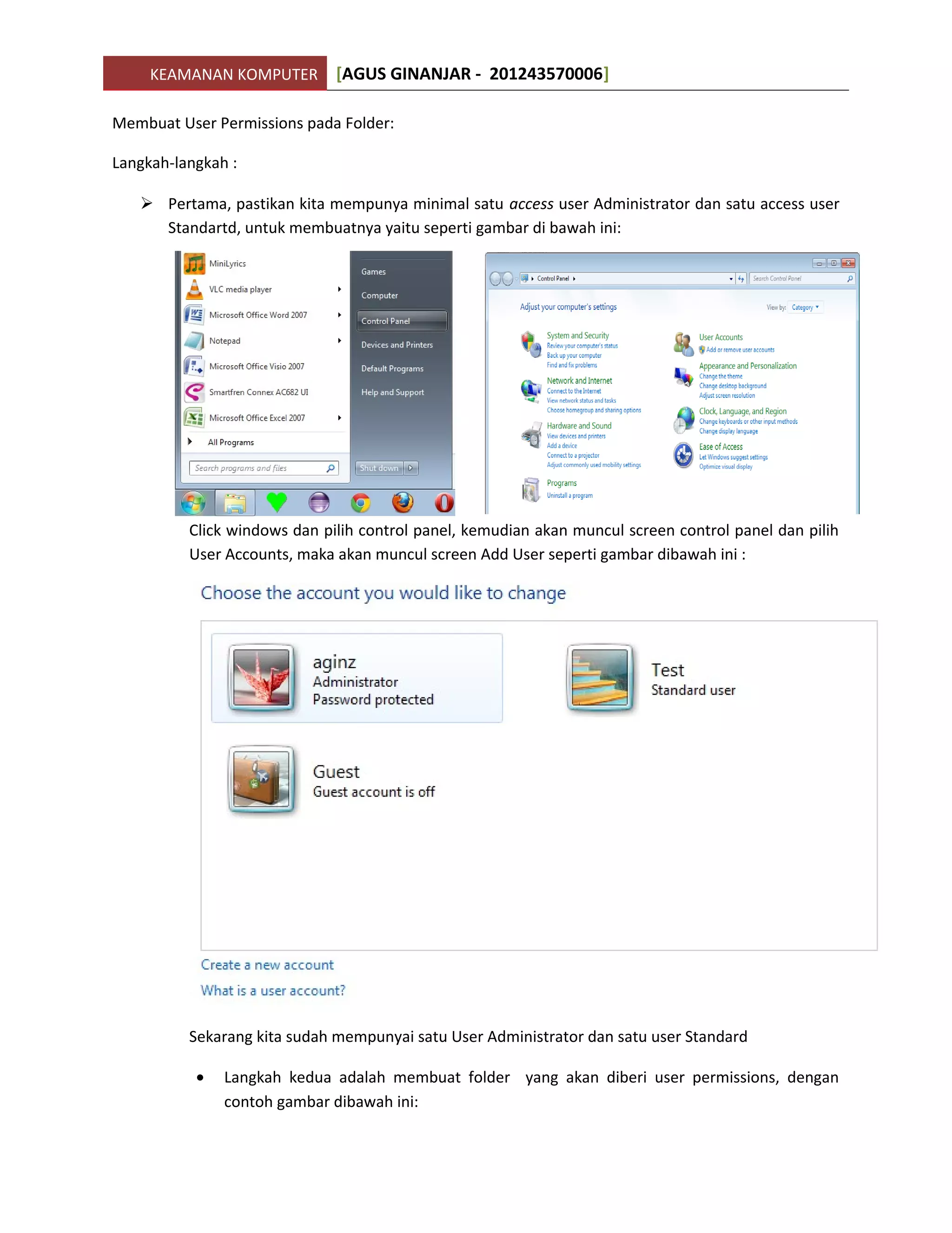 Membuat user permissions pada folder (windows ) | DOC