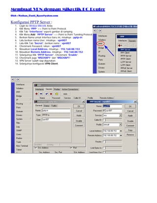 Membuat vpn dengan mikrotik pc router bag2 | PDF