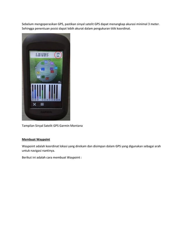Membuat waypoint dan track menggunakan gps garmin montana | PDF