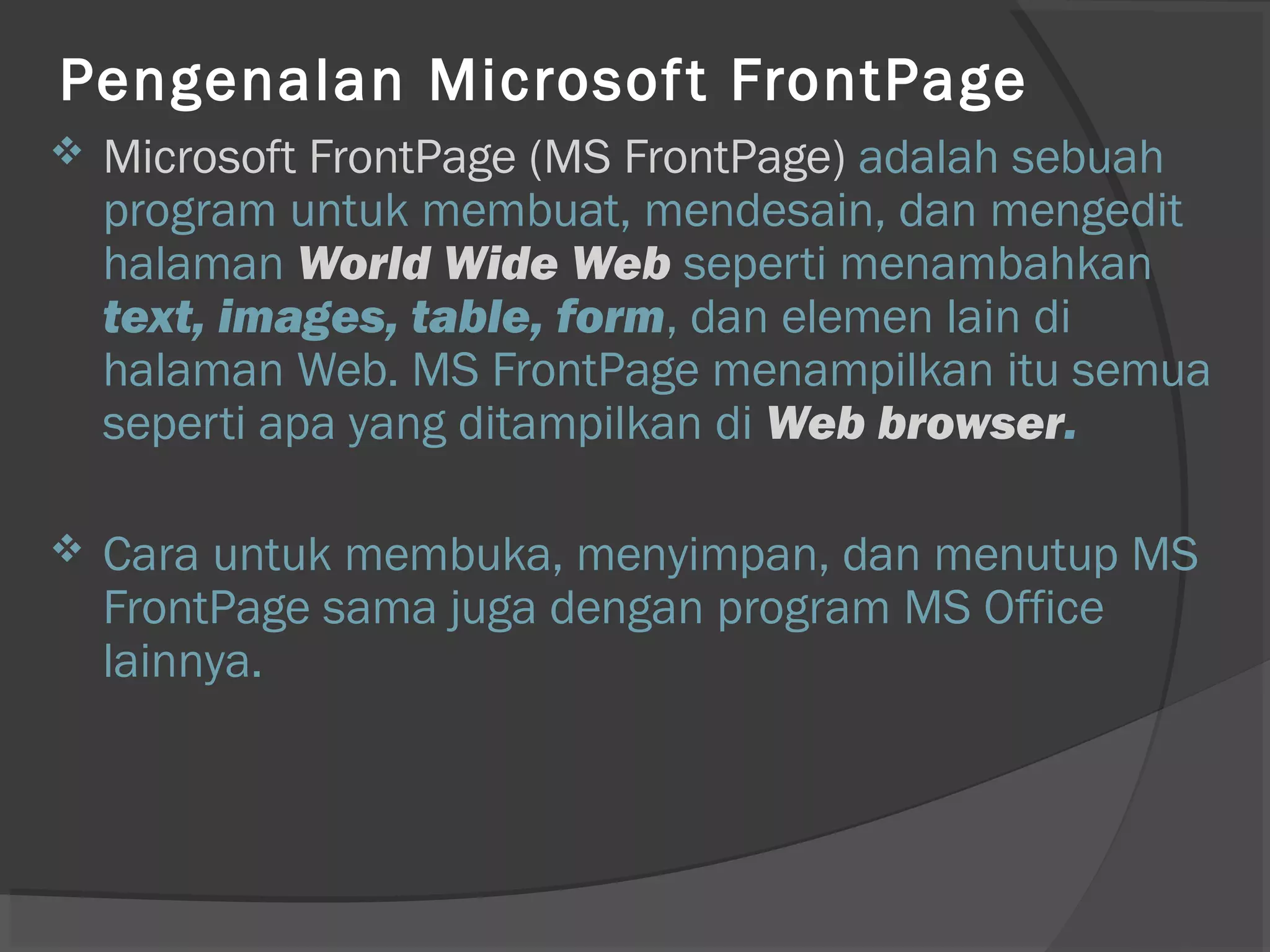 Membuat website frontpage | PPT