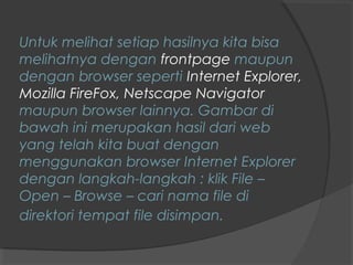 Membuat website frontpage | PPT