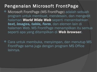 Membuat website frontpage | PPT