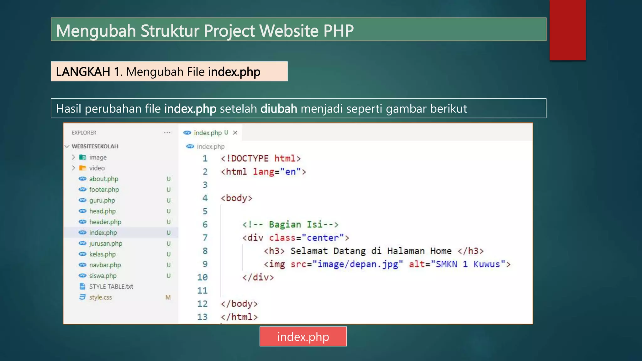 Membuat website sekolah dengan HTML CSS PHP.pptx