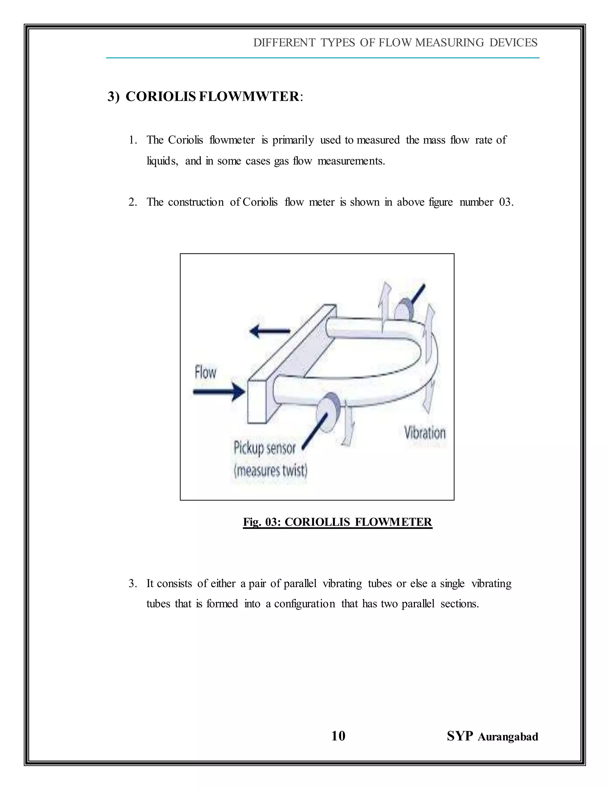 micro-project on different types of flow measuring devices | DOCX