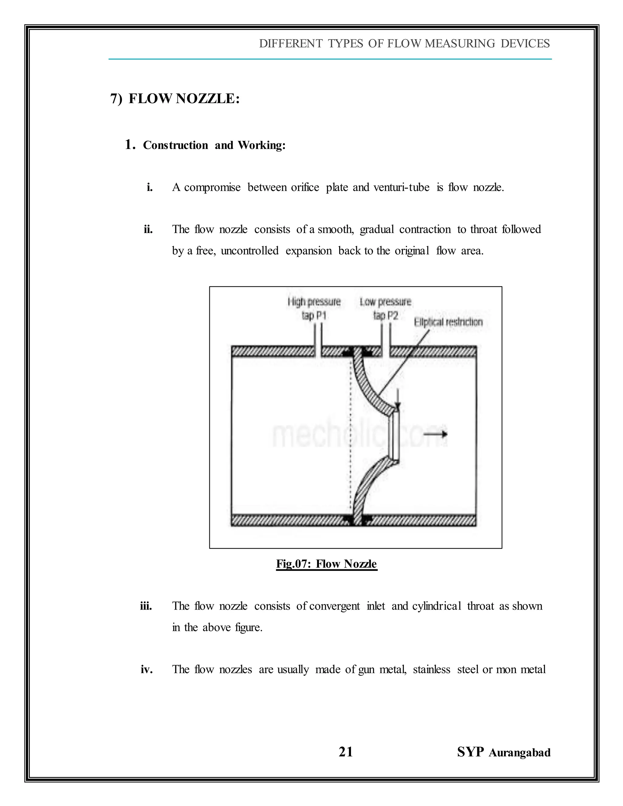 micro-project on different types of flow measuring devices | DOCX