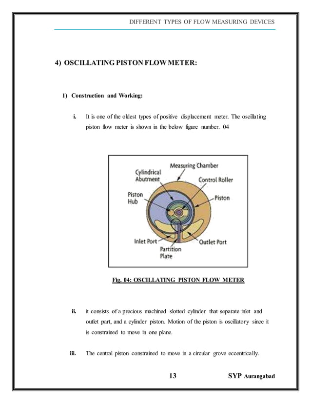 micro-project on different types of flow measuring devices | DOCX | Physics | Science