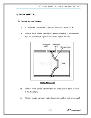 micro-project on different types of flow measuring devices | DOCX