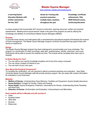 Master Equine Manager | PDF
