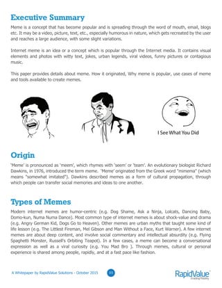 Meme - A Whitepaper by RapidValue Solutions | PDF