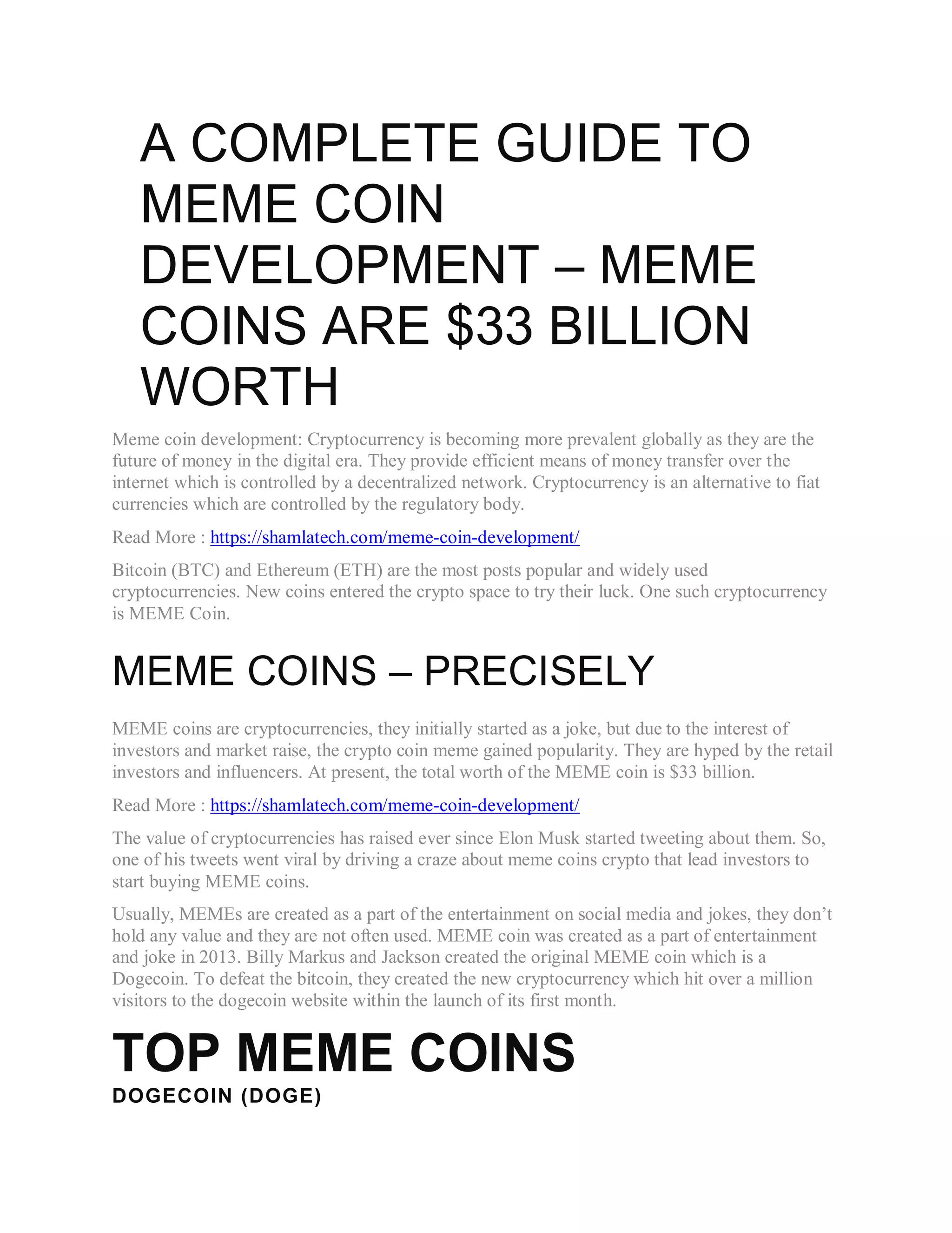 Meme Coin Development Company | PDF
