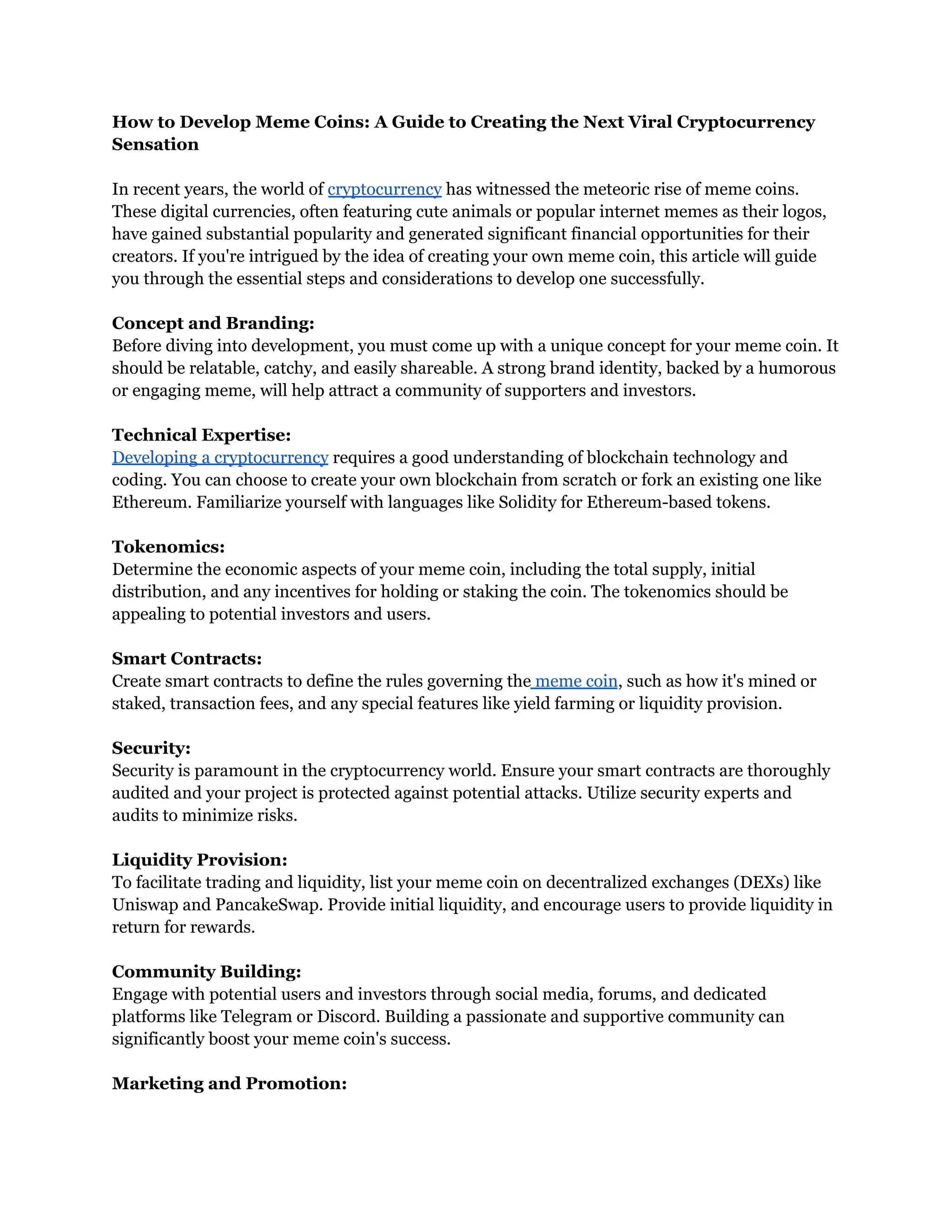 Memecoin development solutions | PDF