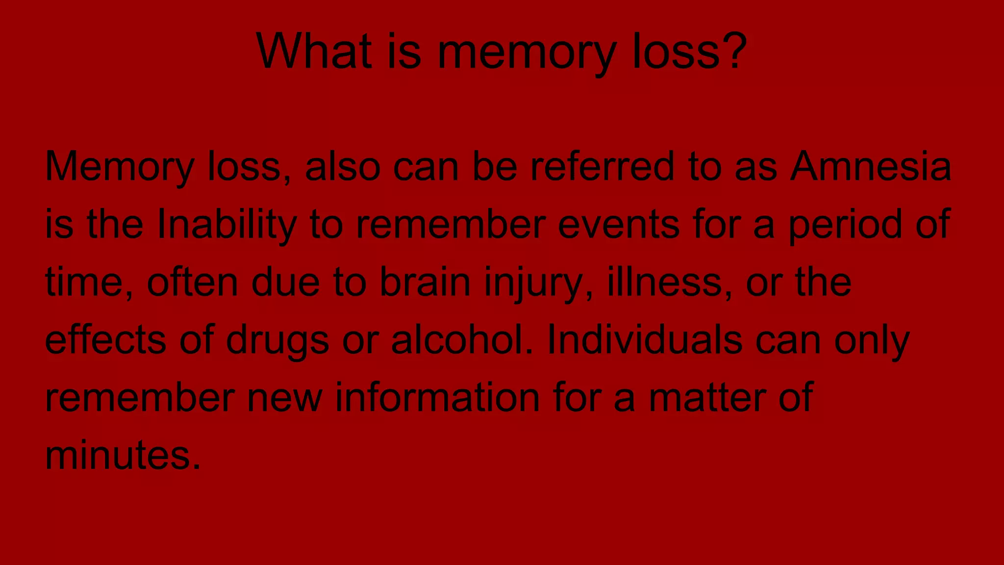 Janay's Memory Loss Project | PPTX