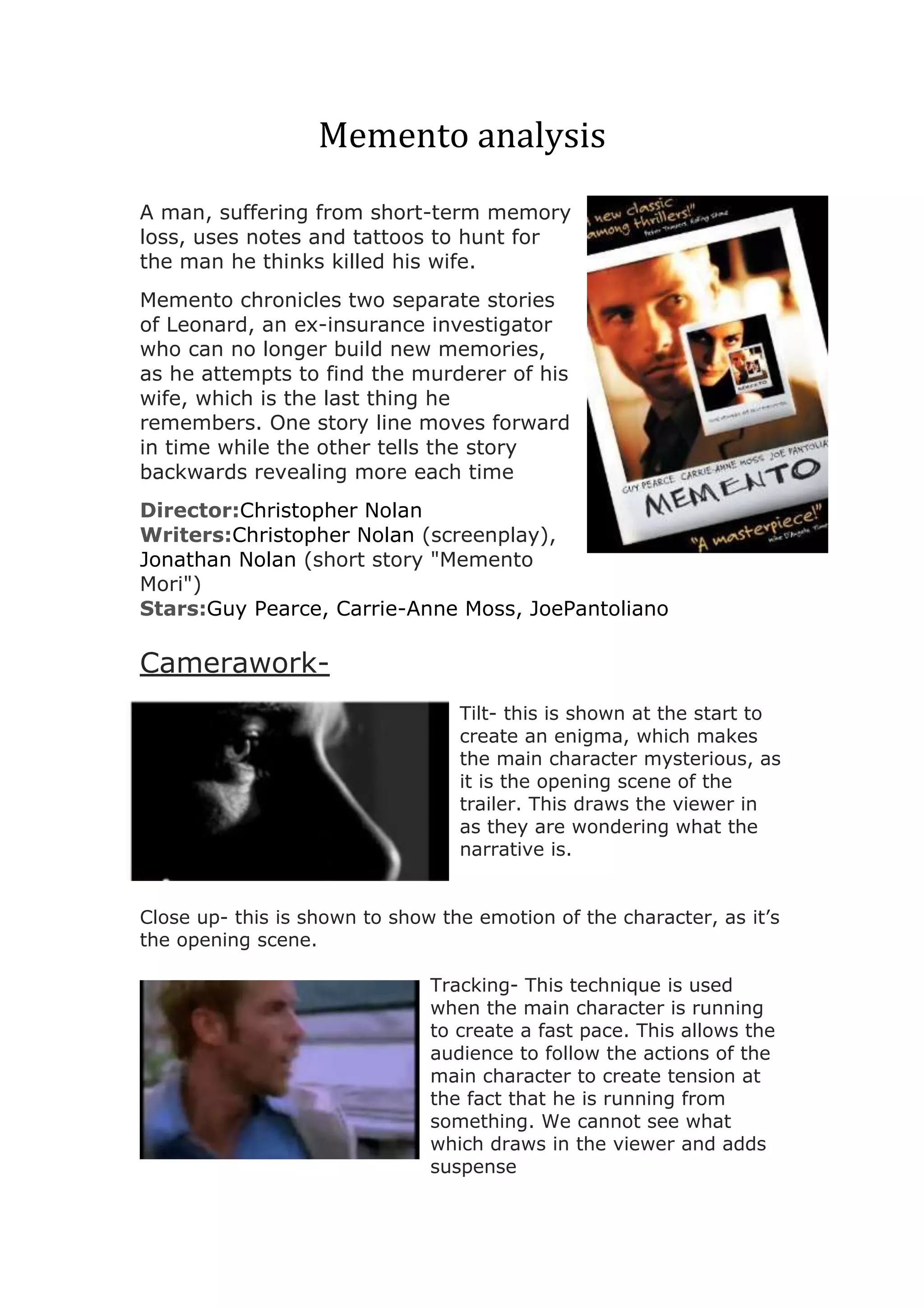 Memento analysis | DOCX