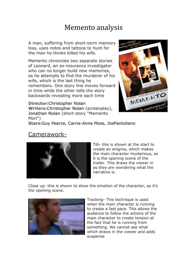 Memento analysis | PDF