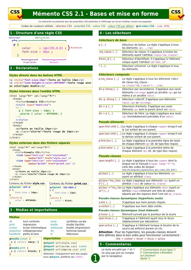 Mémento CSS
