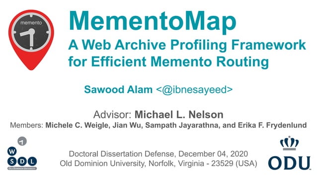 MementoMap: A Web Archive Profiling Framework for Efficient Memento Routing | PPT
