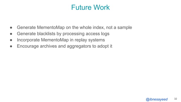 MementoMap Framework for Flexible and Adaptive Web Archive Profiling | PPT
