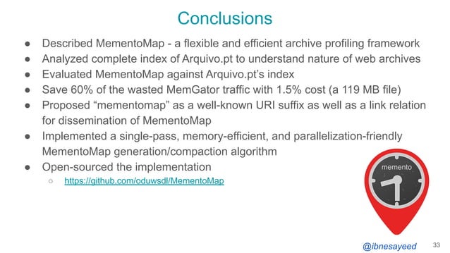 Mementomap Framework For Flexible And Adaptive Web Archive Profiling Ppt
