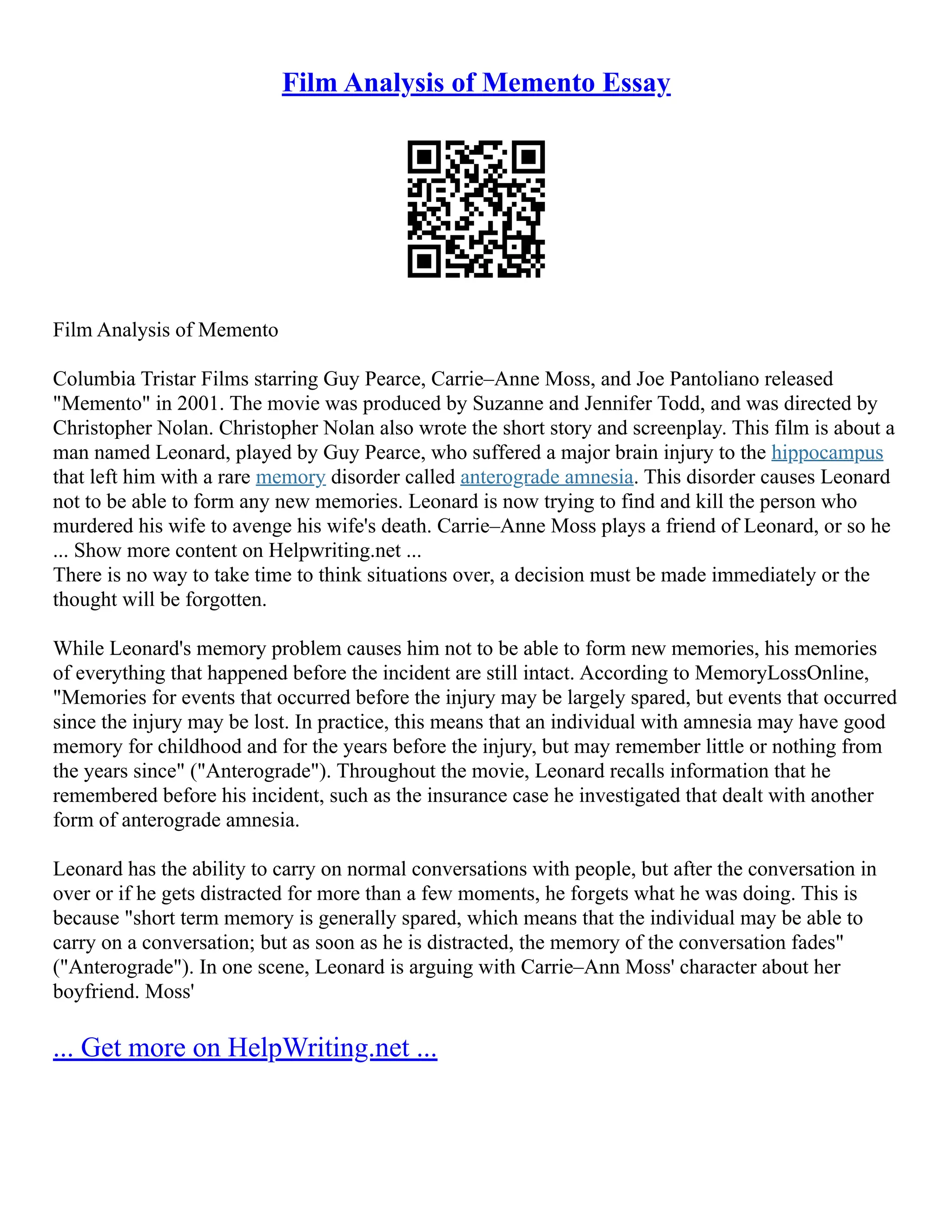 Memento Mori Story | PDF