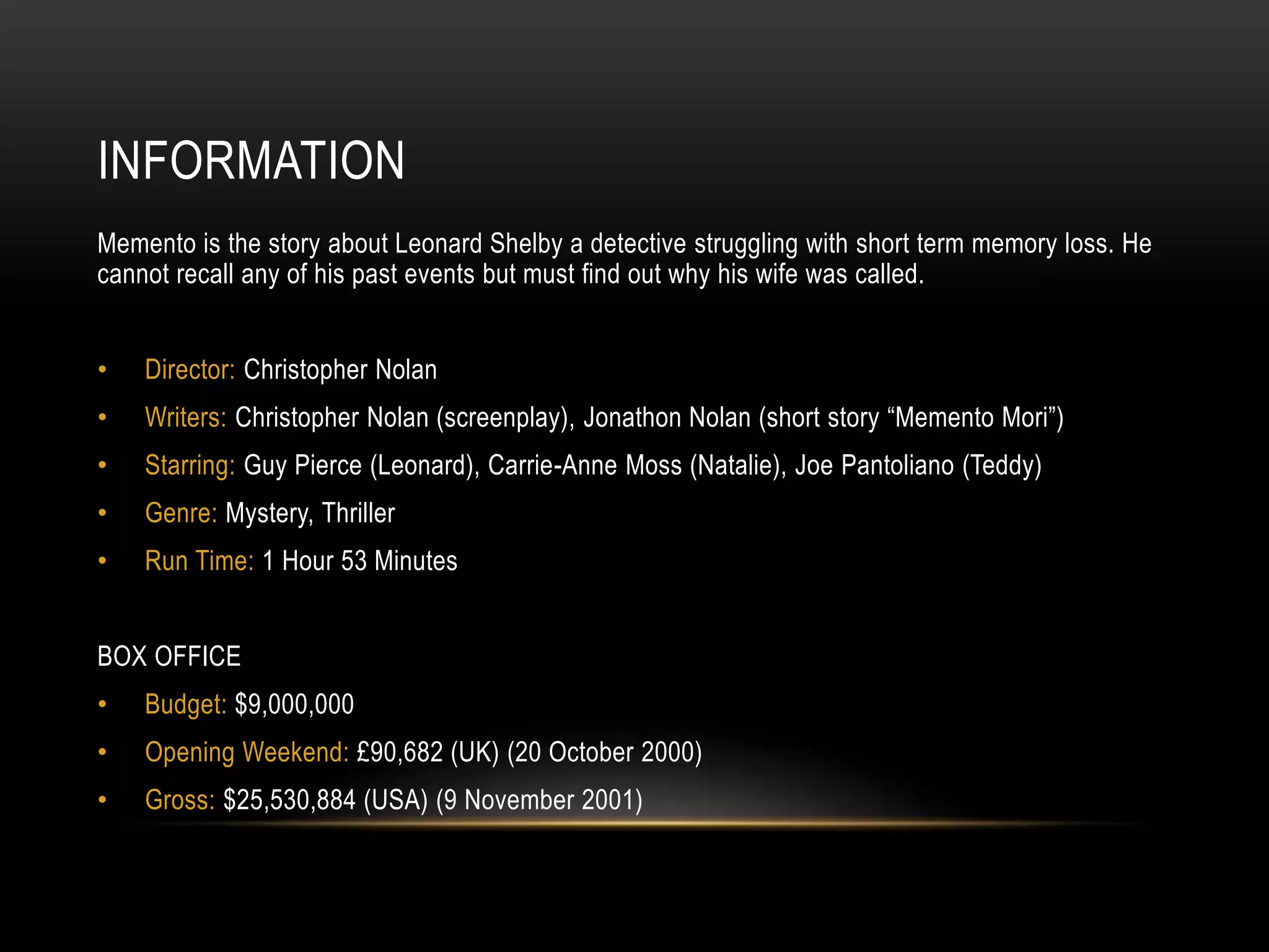 Memento Presentation | PPTX