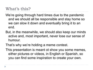 Memes for a lockdown | PPT