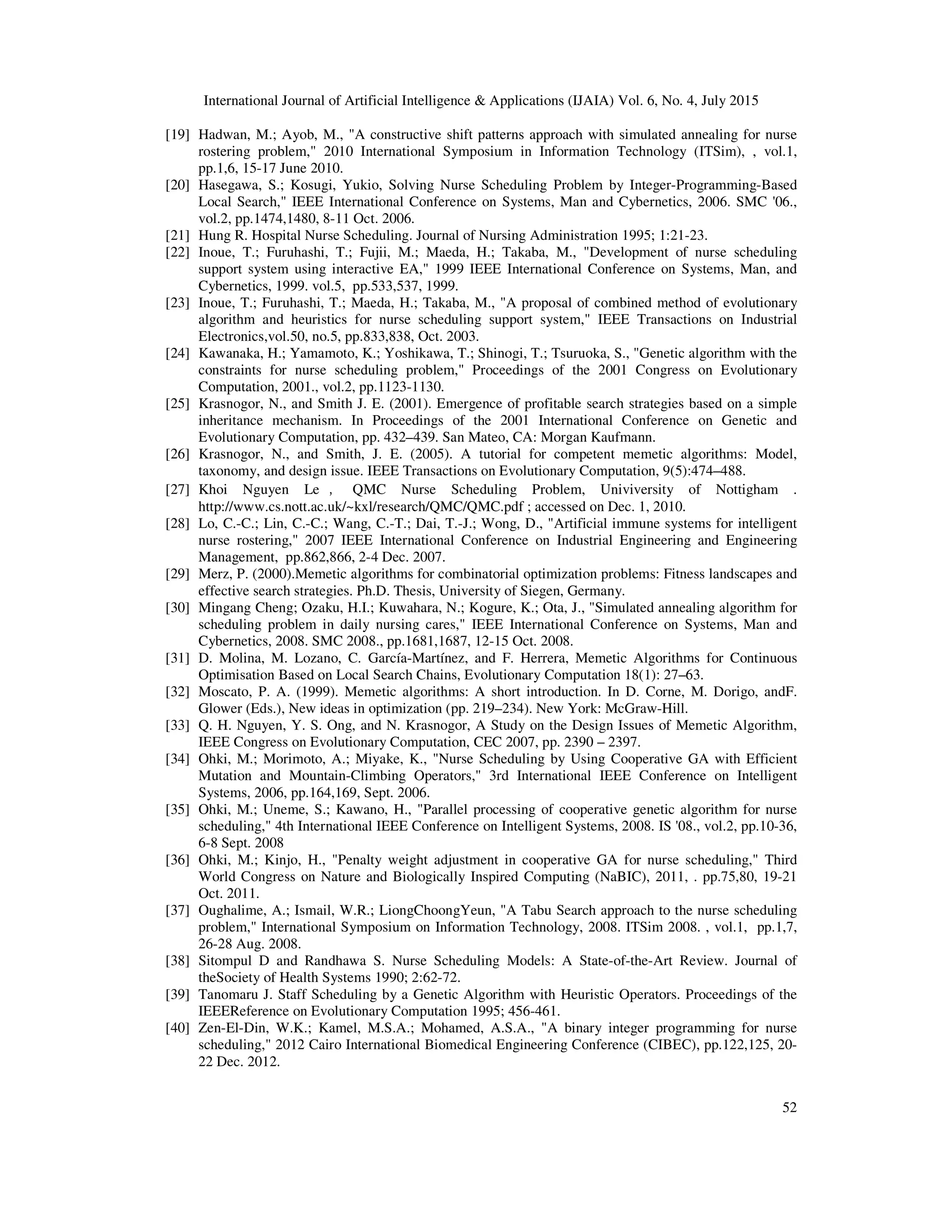 Memetic algorithm for the nurse | PDF