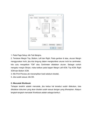 Memilih jenis kertas, margin dan mencetak workbook | PDF