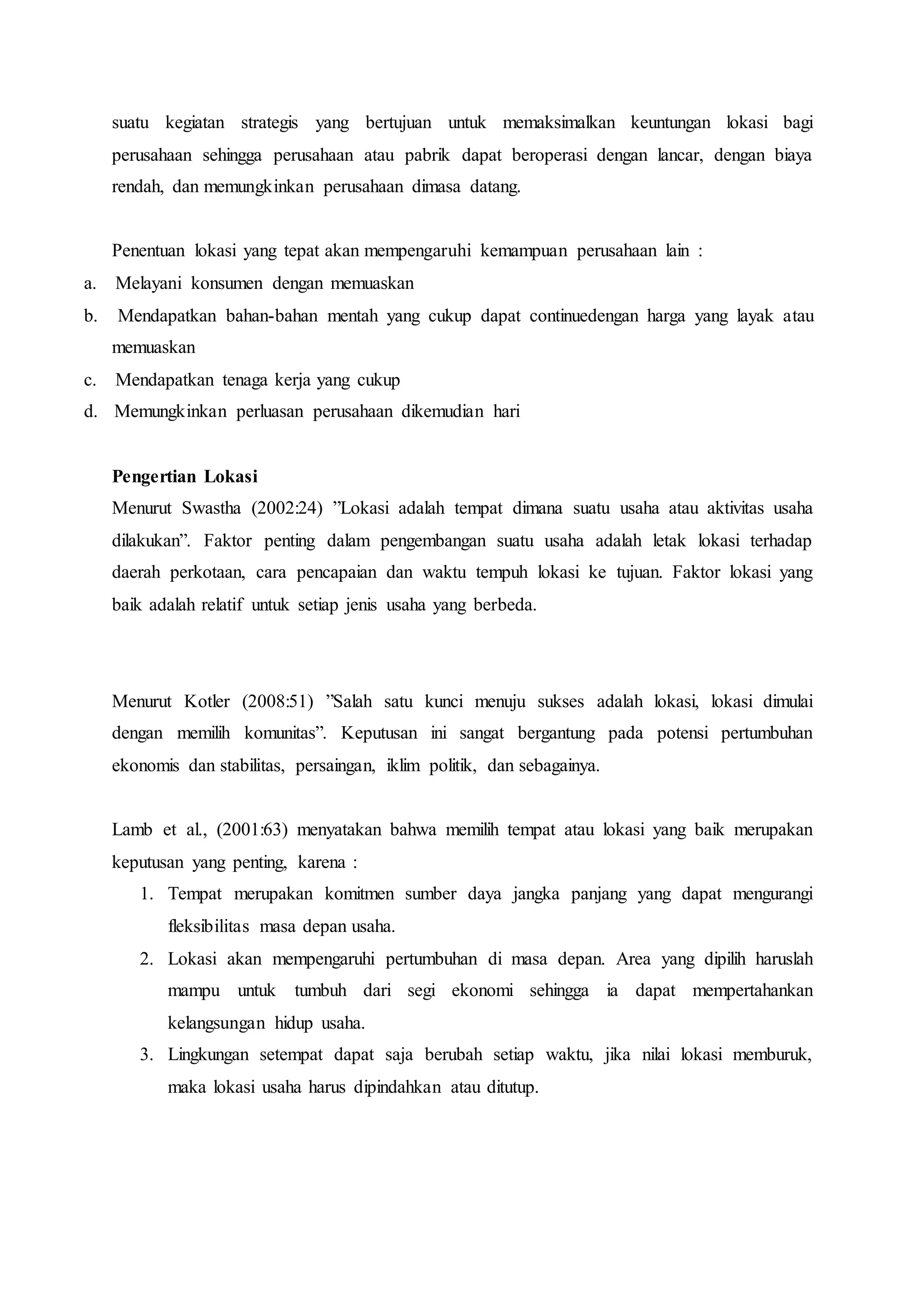 Memilih lokasi dan merencanakan fasilitas2 | DOCX