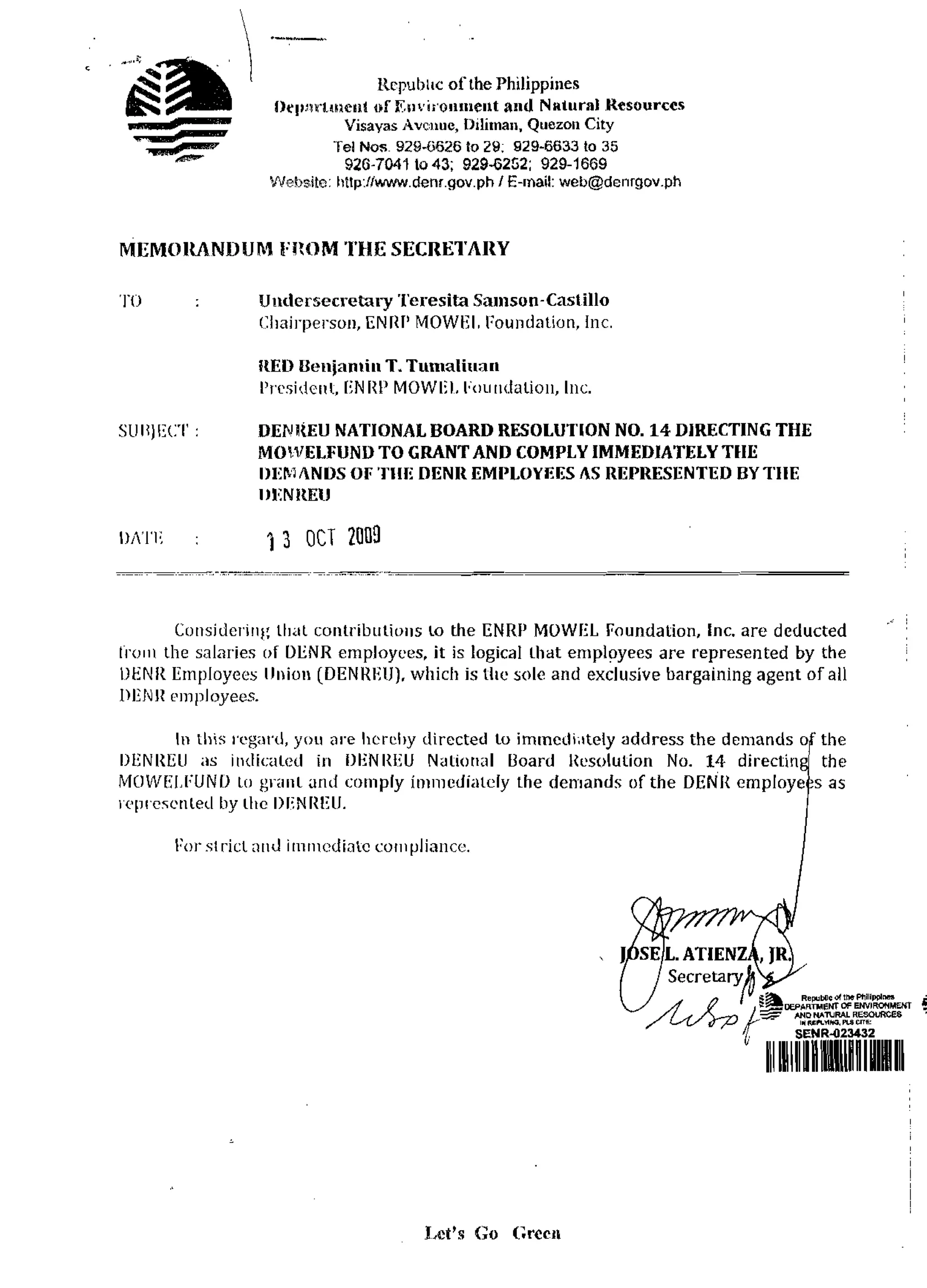 Memo RE mowelfund | PDF