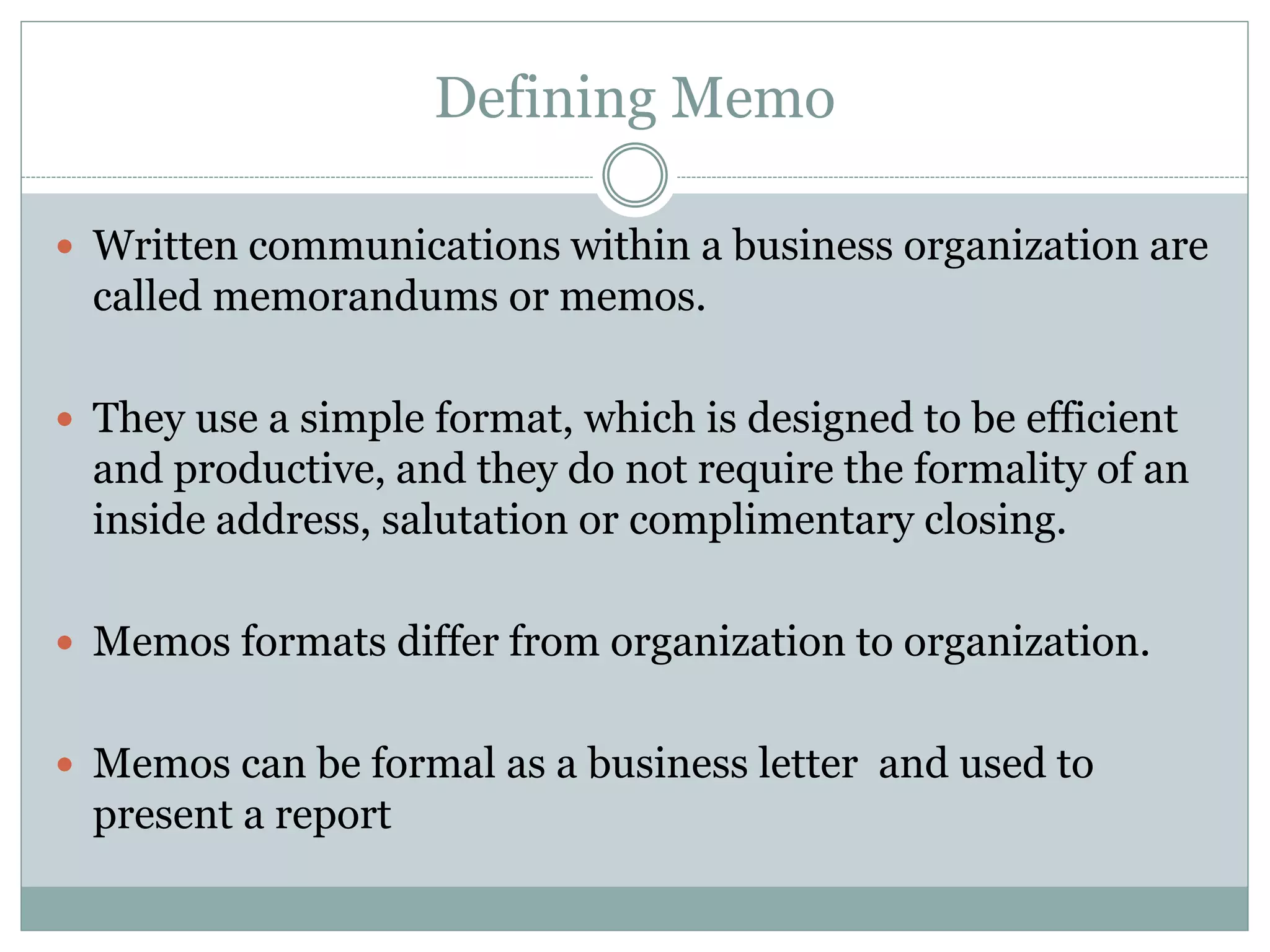 Memo and other letter formats | PPT
