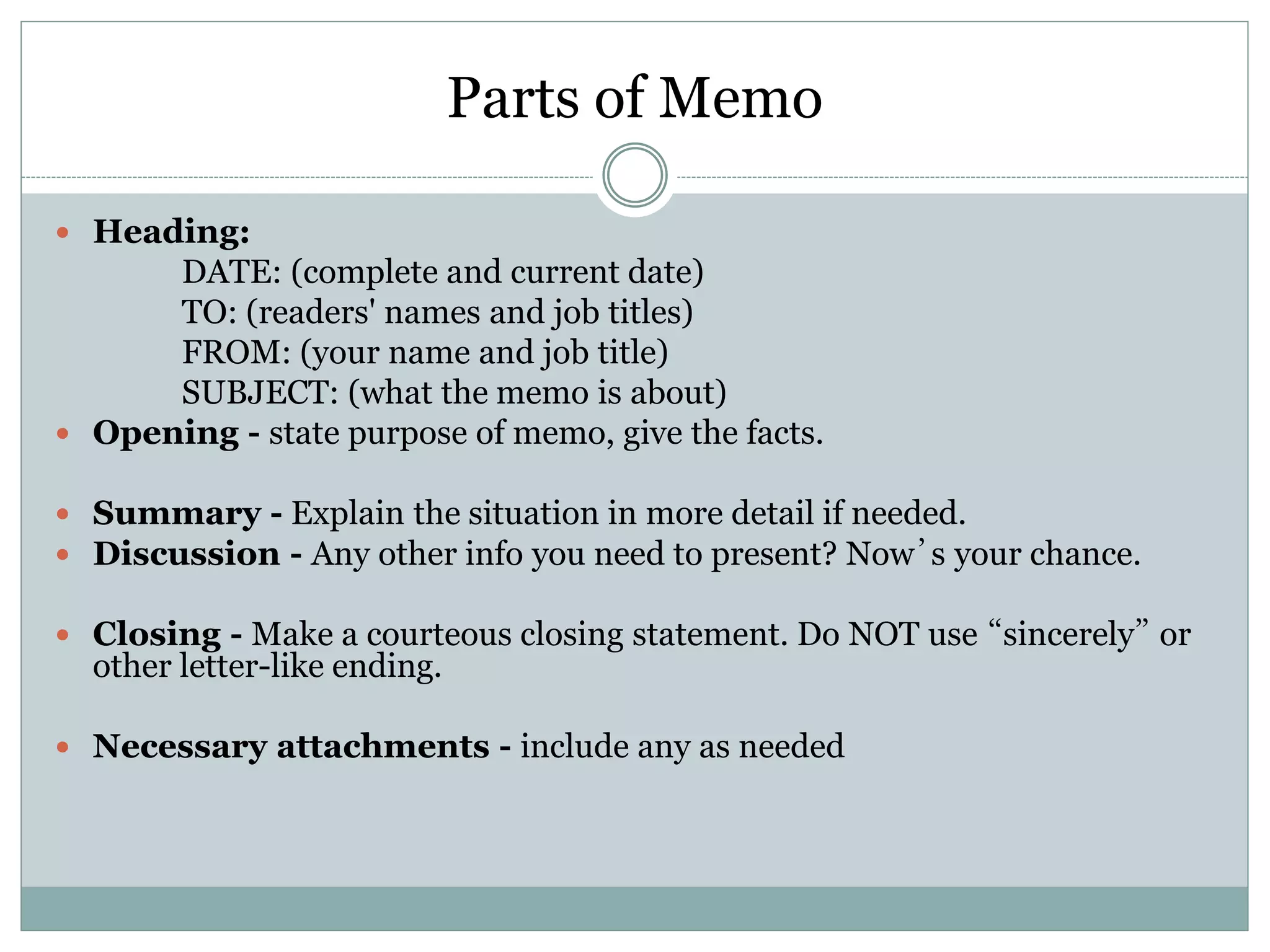 Memo and other letter formats | PPT