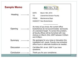 Memo and other letter formats | PPTX
