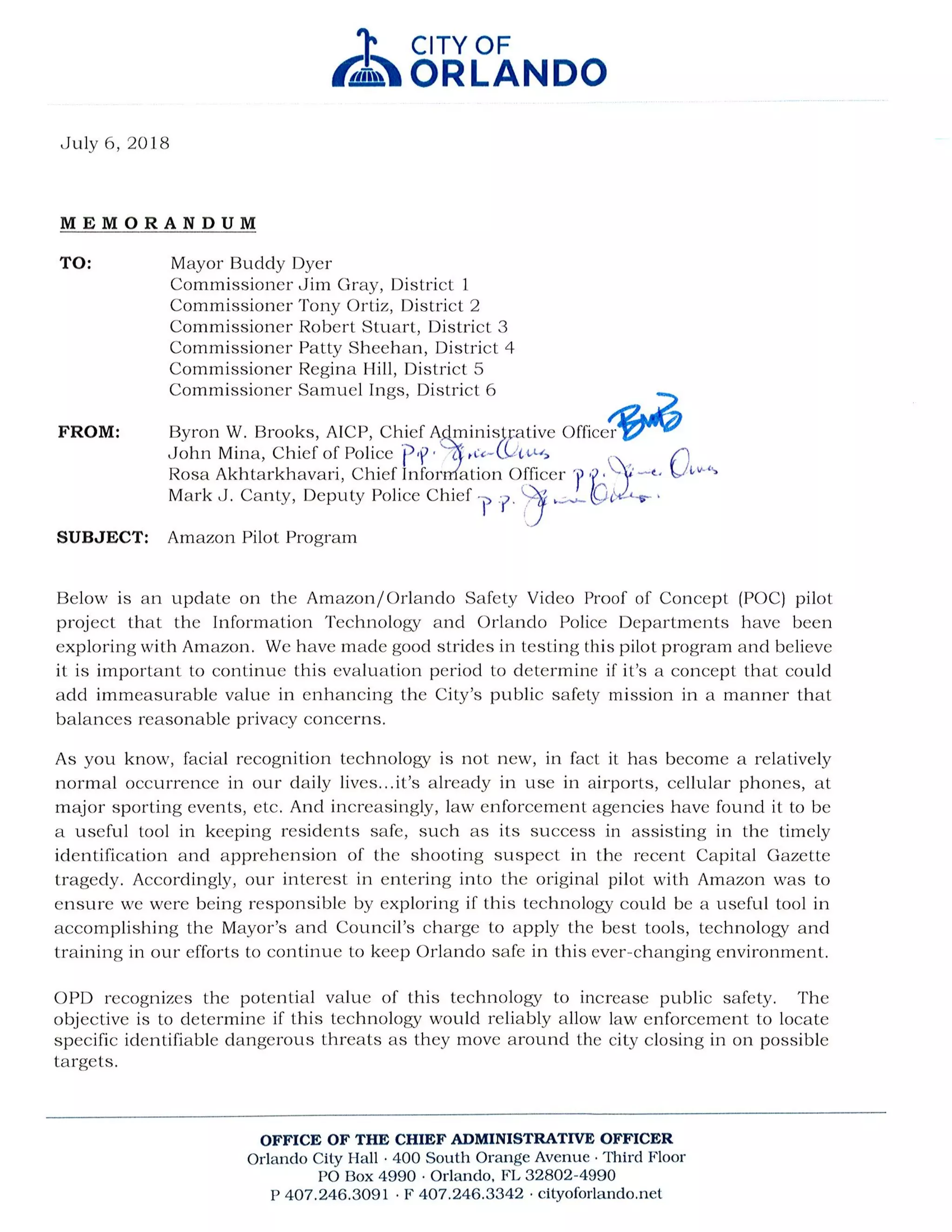 Memo 7.6.18 pilot program | PDF