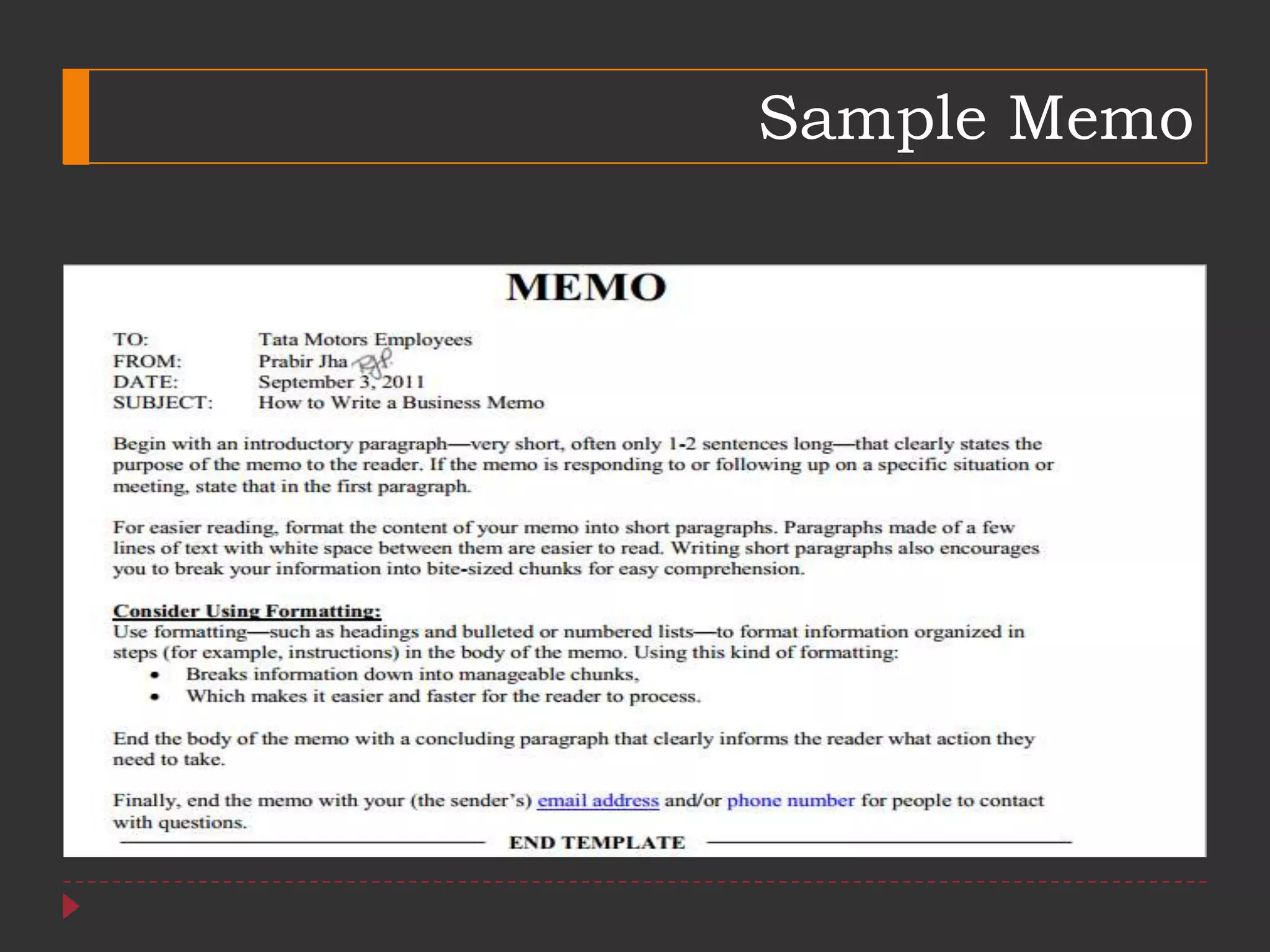 Memo and minutes of meeting | PPTX