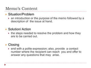 Memo and minutes of meeting | PPTX